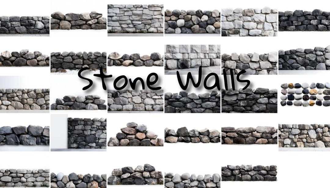 Stone Wall Overlays (35 Transparent Pngs) - Digital Download for ...