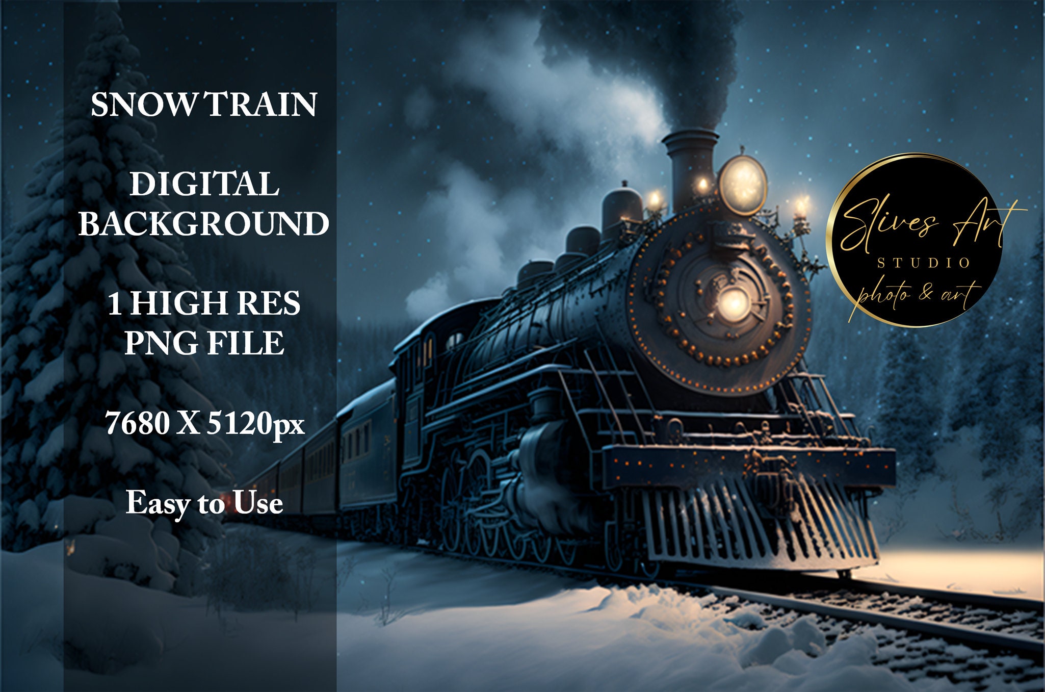 Snow Train, Inspired by Polar Express, Digital Background - Etsy