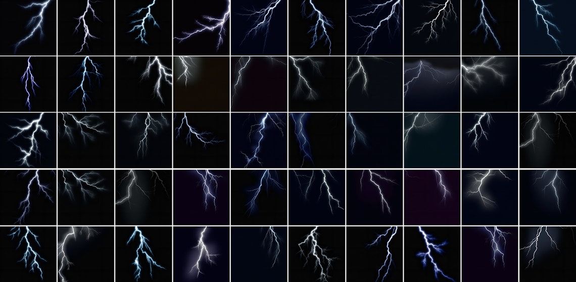 Lightning Overlays (50 PNG), Realistic, Easy to Use, DIGITAL DOWNLOAD ...