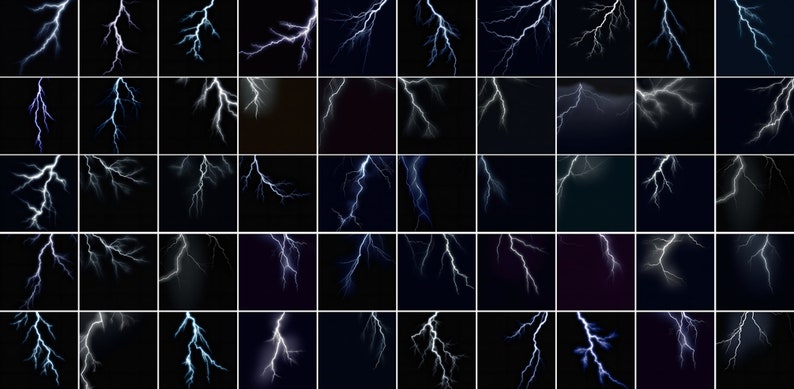 Lightning Overlays (50 PNG), Realistic, Easy to Use, DIGITAL DOWNLOAD ...