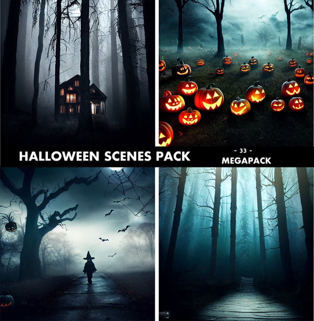 Scary Halloween Scenes - 33 Mega Pack - Digital Images, DIGITAL ...