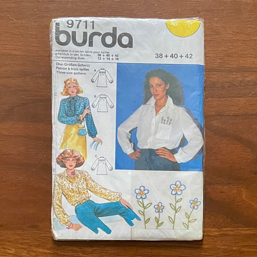 RARE Vintage Sewing Pattern 1970s Burda 9711 : Misses Set of Blouses ...