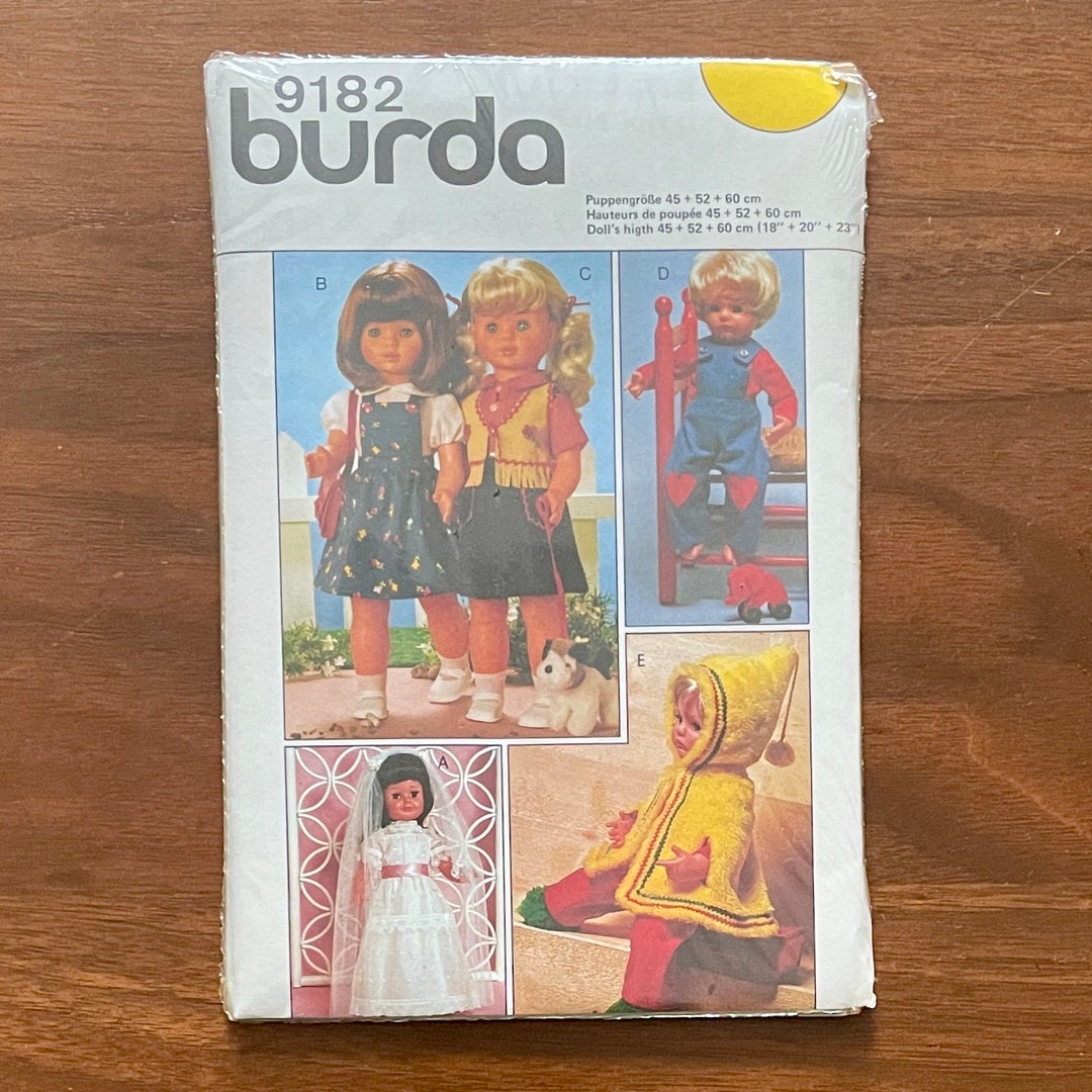 RARE Vintage Sewing Pattern 1970s Burda 9182 : Doll Clothes Size 45 52 ...