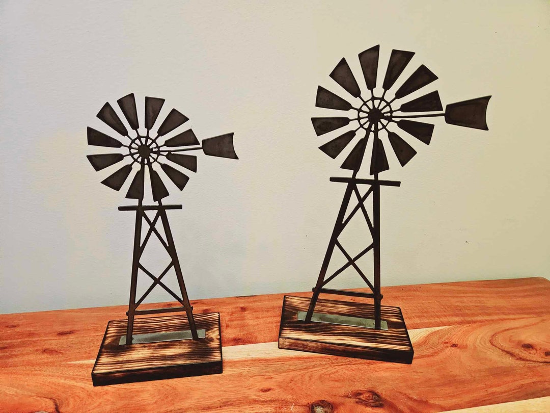Wire Brushed Rustic Metal Windmill Stand | Metal Art | Metal Home Decor ...