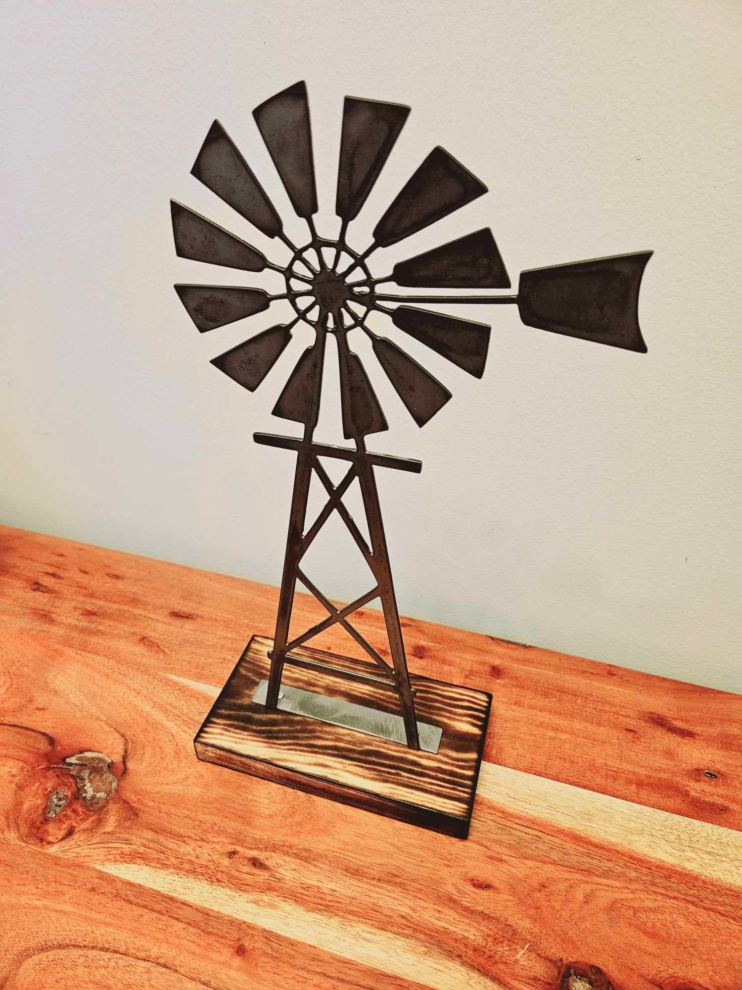 Wire Brushed Rustic Metal Windmill Stand | Metal Art | Metal Home Decor | Farmhouse Metal Home ...