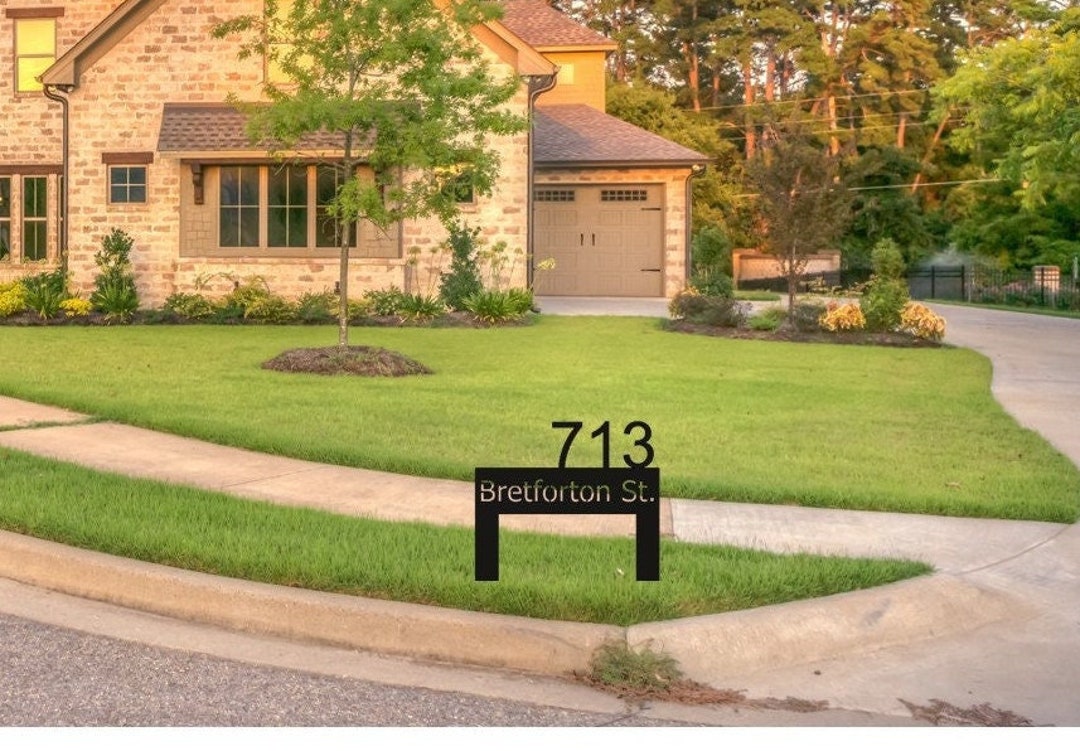 Freestanding Custom Metal Lawn Address Sign | Yard Address Sign | Front ...