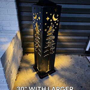 Solar Luminary Garden Column | Pine Tree Garden Pillar | Rustic Garden ...