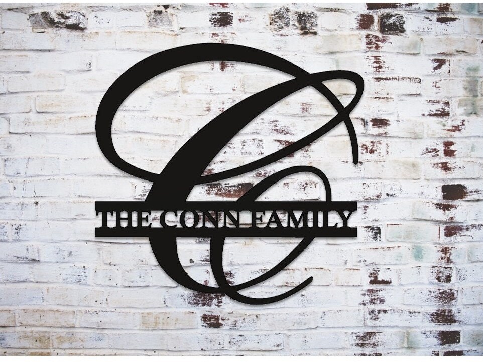 Personalized Name Fancy Split Letter Monogram Metal Sign Custom Family ...