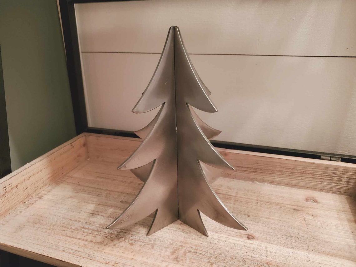 Rustic 3-dimensional Metal Tree/snowman | Metal Art | Metal Christmas ...