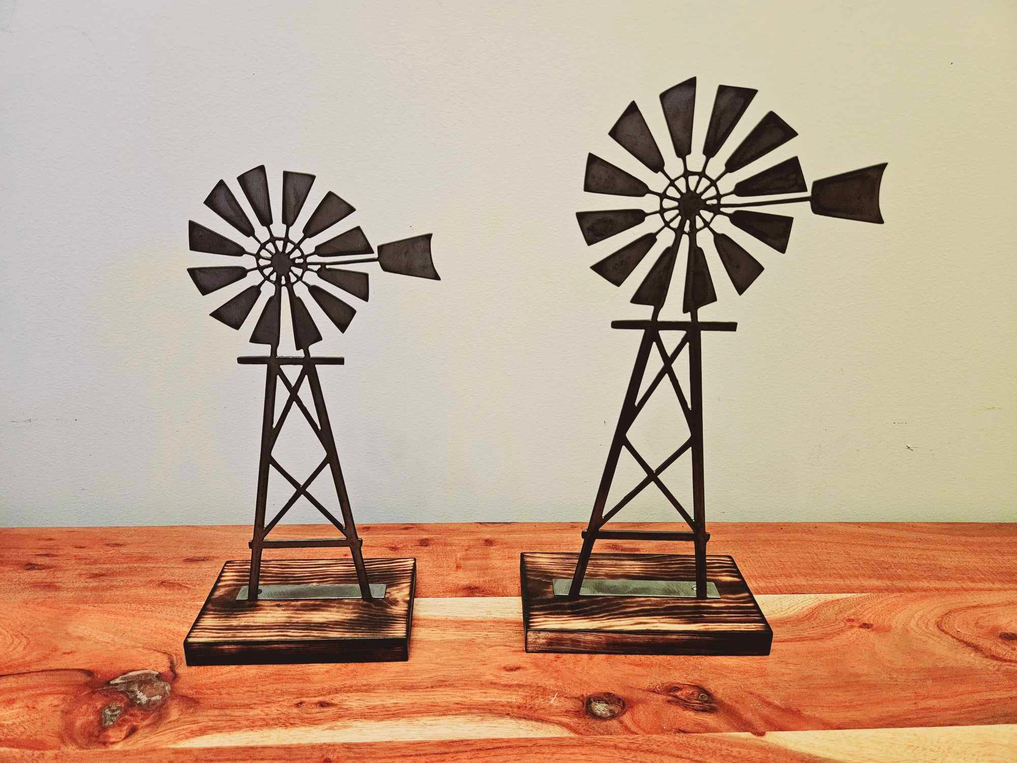 Wire Brushed Rustic Metal Windmill Stand | Metal Art | Metal Home Decor ...