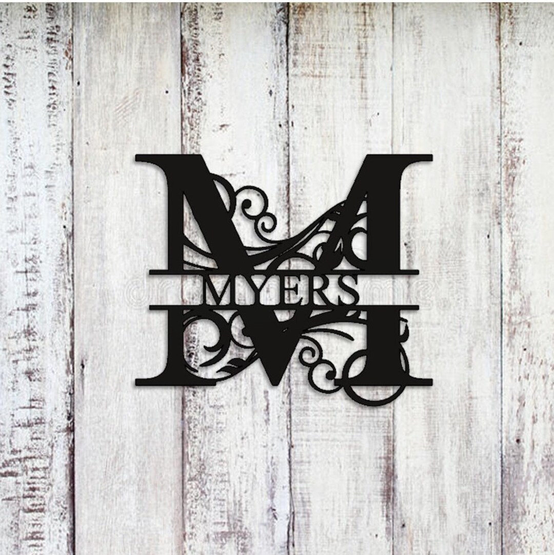 Personalized Split Letter Name Monogram Metal Sign | Custom Metal Name ...