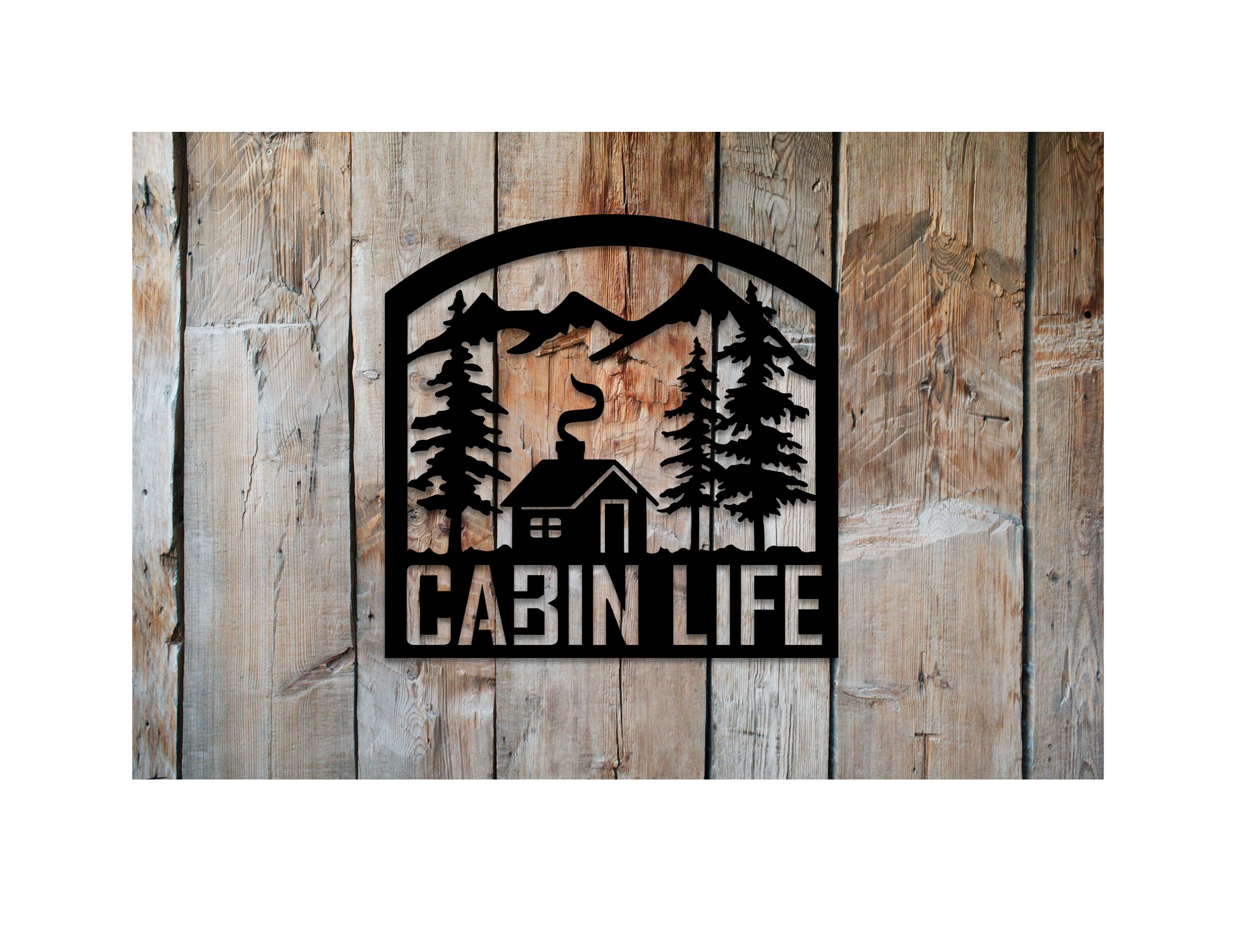 Personalized Rustic Cabin With Mountains Metal Sign | Custom Metal Sign ...