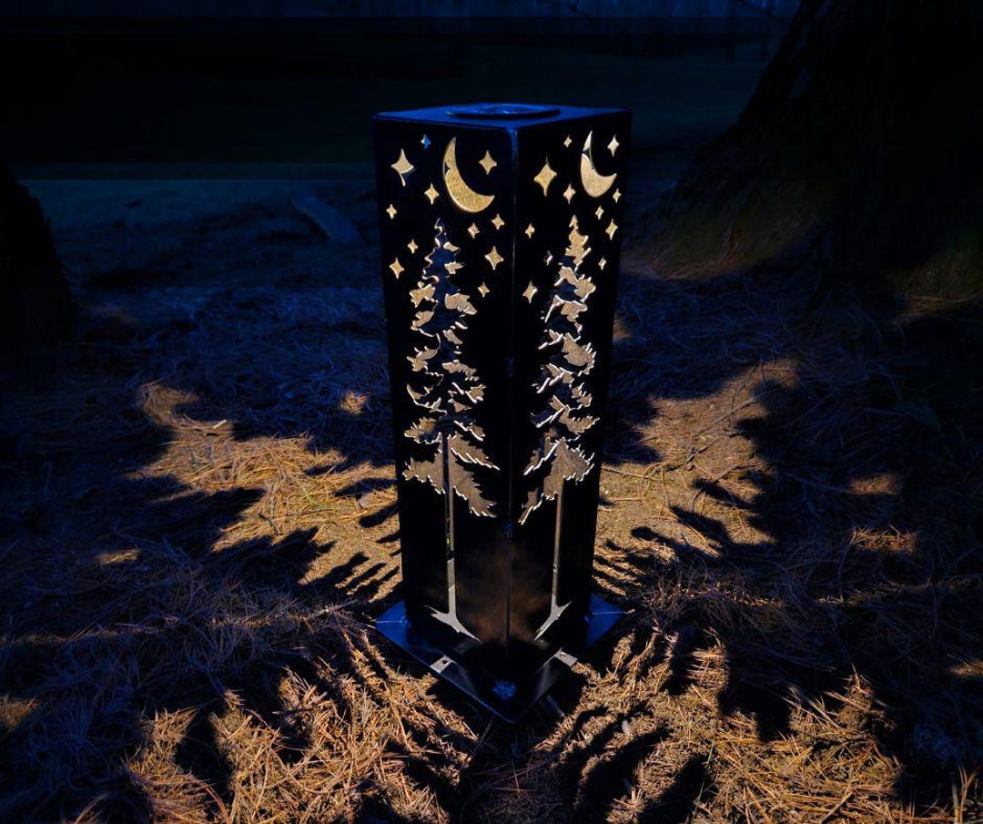 Solar Luminary Garden Column | Pine Tree Garden Pillar | Rustic Garden ...