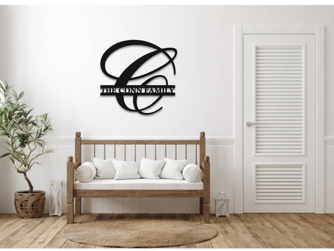 Personalized Name Fancy Split Letter Monogram Metal Sign | Custom ...