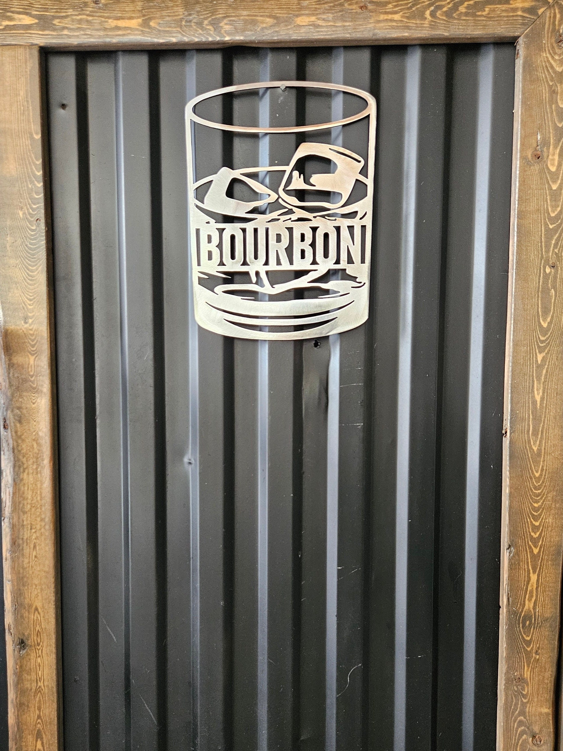 Bourbon / Whiskey Glass Metal Sign Metal Wall Art Man Cave Sign Custom ...