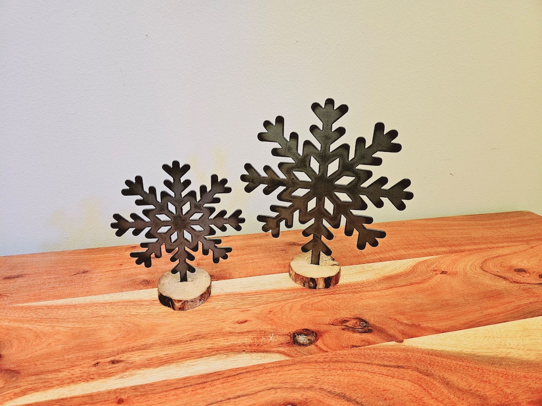 Wire Brushed Rustic Metal Snowflake Stand - Style #2 | Metal Art | Metal Christmas Decor ...