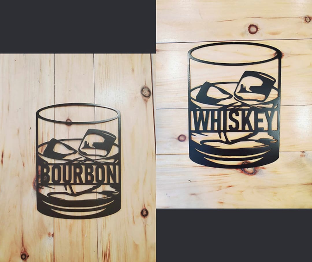 Bourbon / Whiskey Glass Metal Sign | Metal Wall Art | Man Cave Sign ...