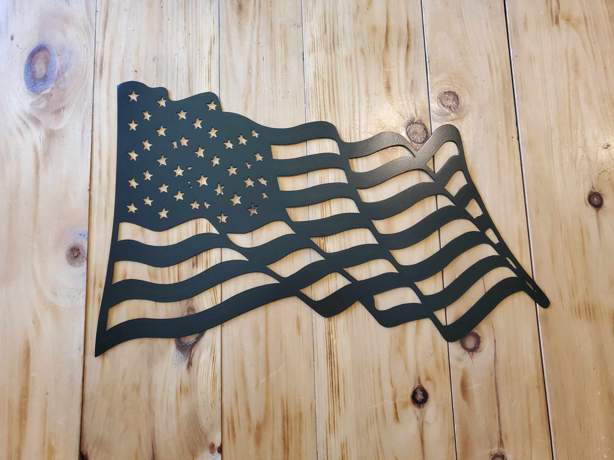 Waving American Flag Metal Sign | Custom Metal Sign | American Metal ...