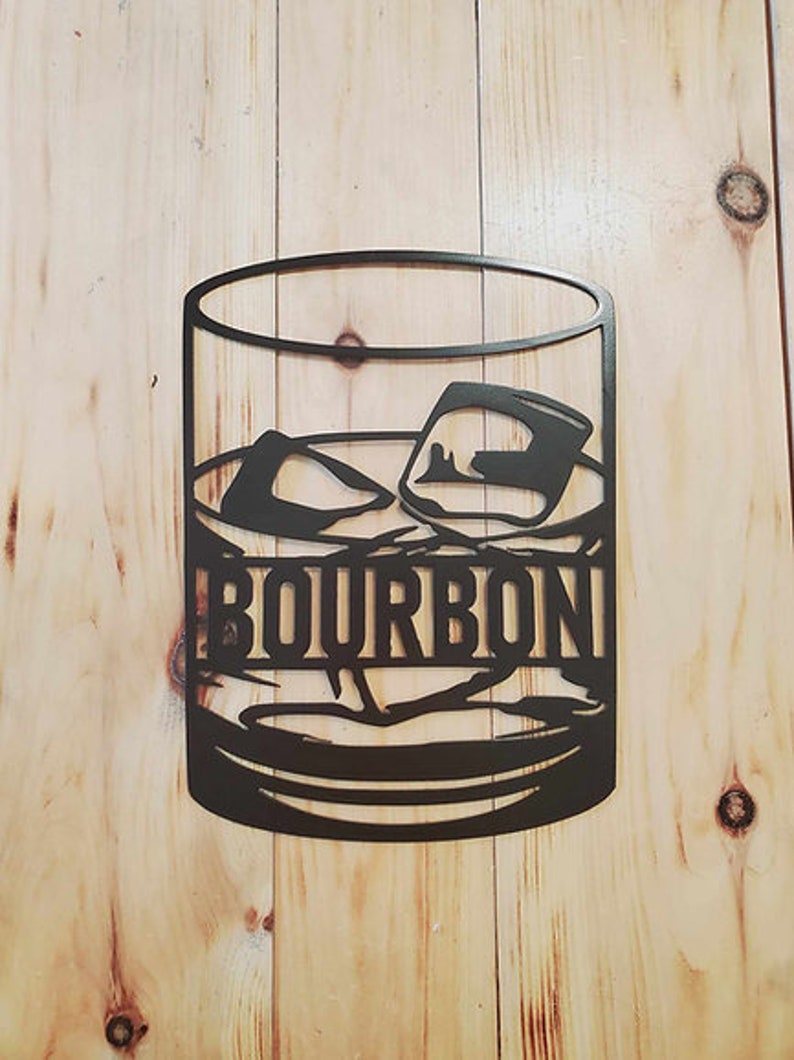 Bourbon / Whiskey Glass Metal Sign | Metal Wall Art | Man Cave Sign ...