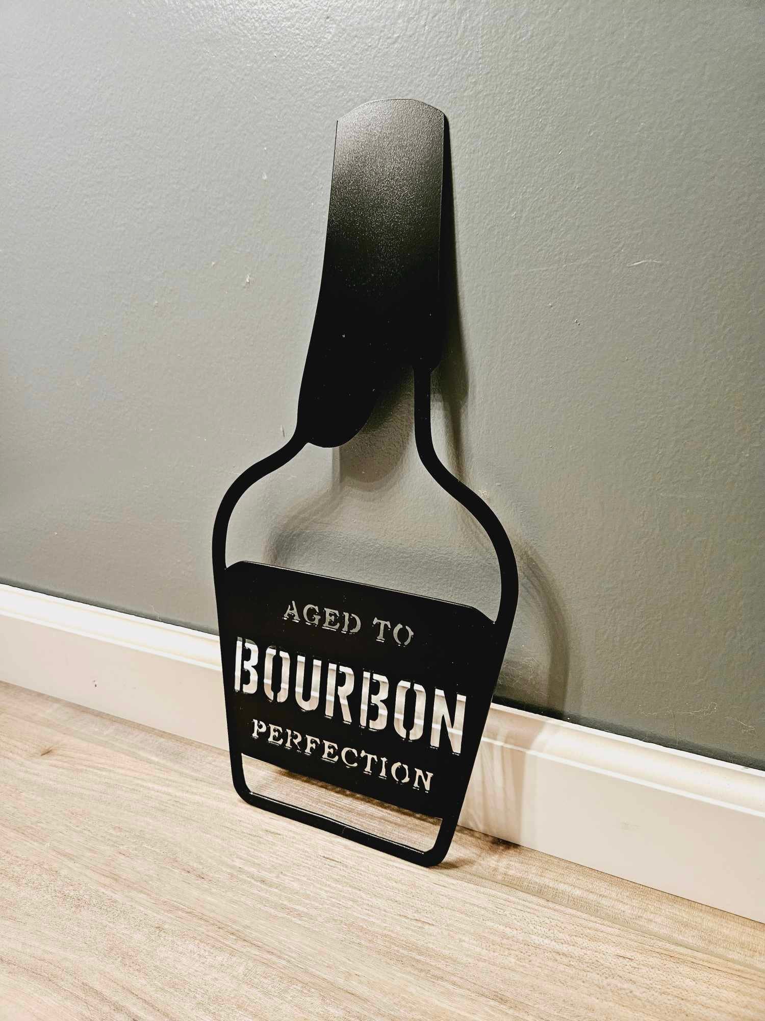 Bourbon Bottle Metal Sign | Metal Wall Art | Man Cave Sign | Custom ...