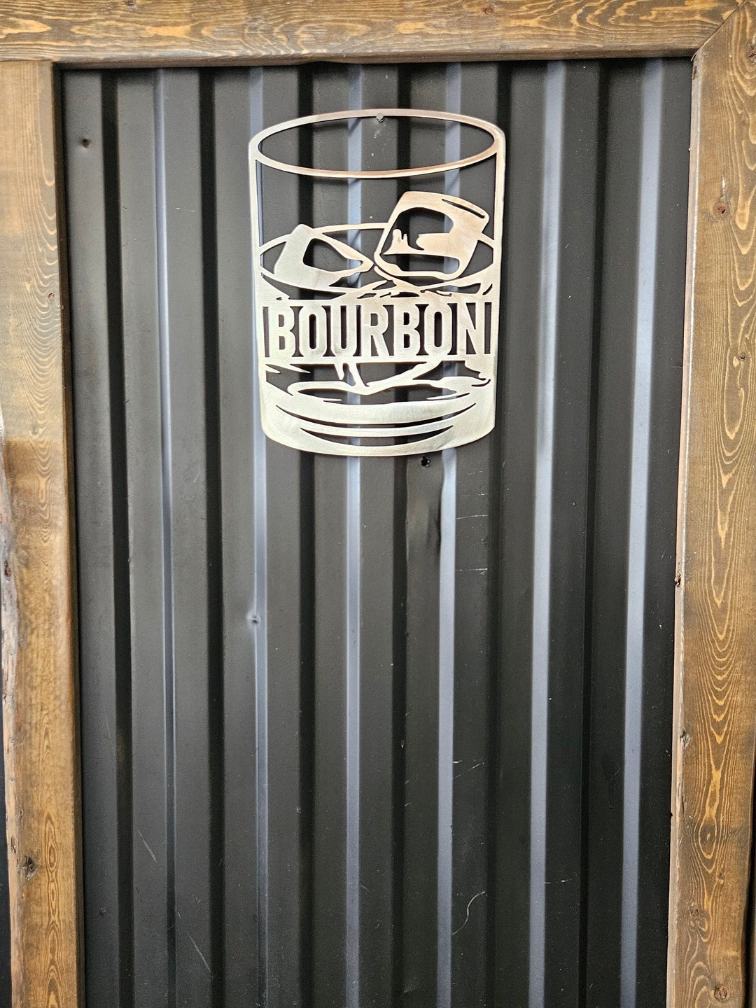 Bourbon / Whiskey Glass Metal Sign | Metal Wall Art | Man Cave Sign ...