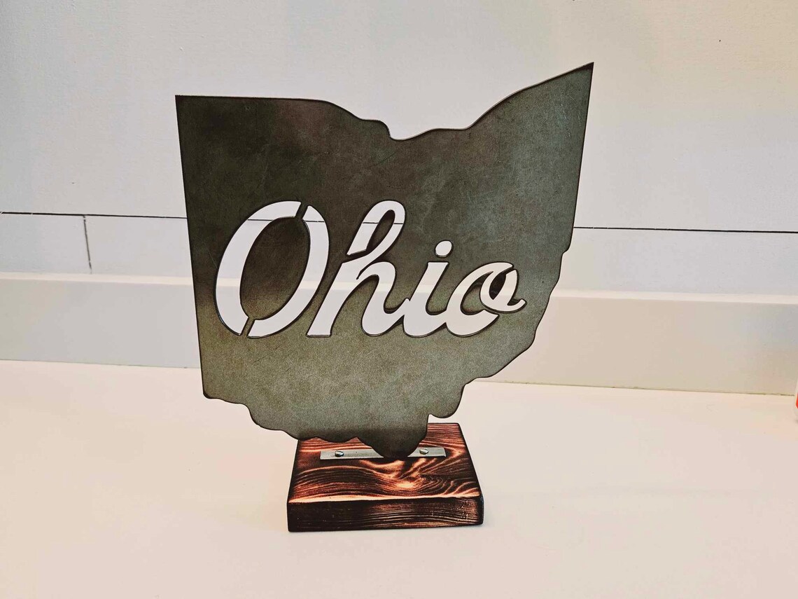 Wire Brushed Rustic Ohio State Stand #2 | Metal Art | Metal Home Decor ...