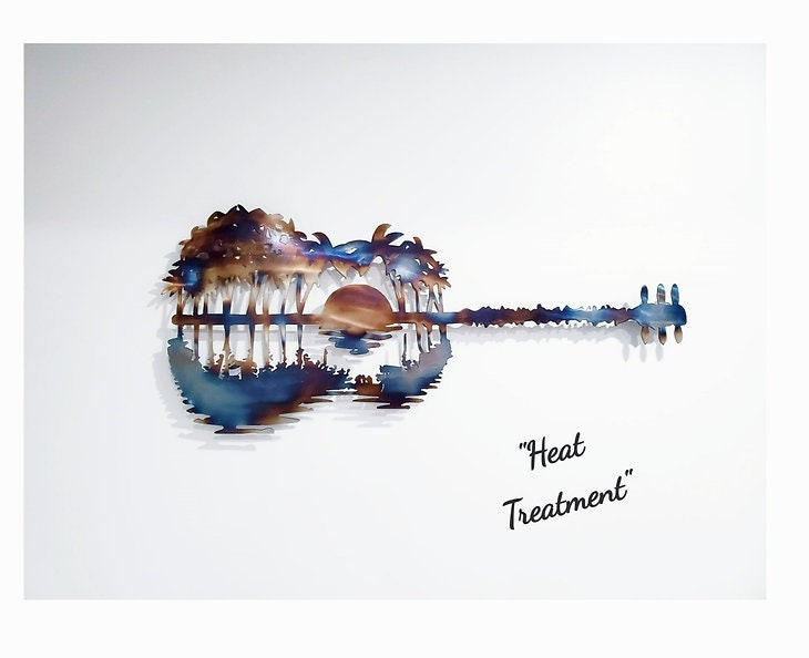 Abstract Sunset Mirror Guitar Metal Sign | Custom Metal Sign ...