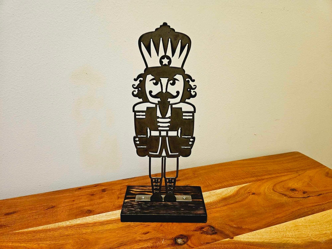 Wire Brushed Rustic Metal Nutcracker Stand | Christmas Metal Art ...
