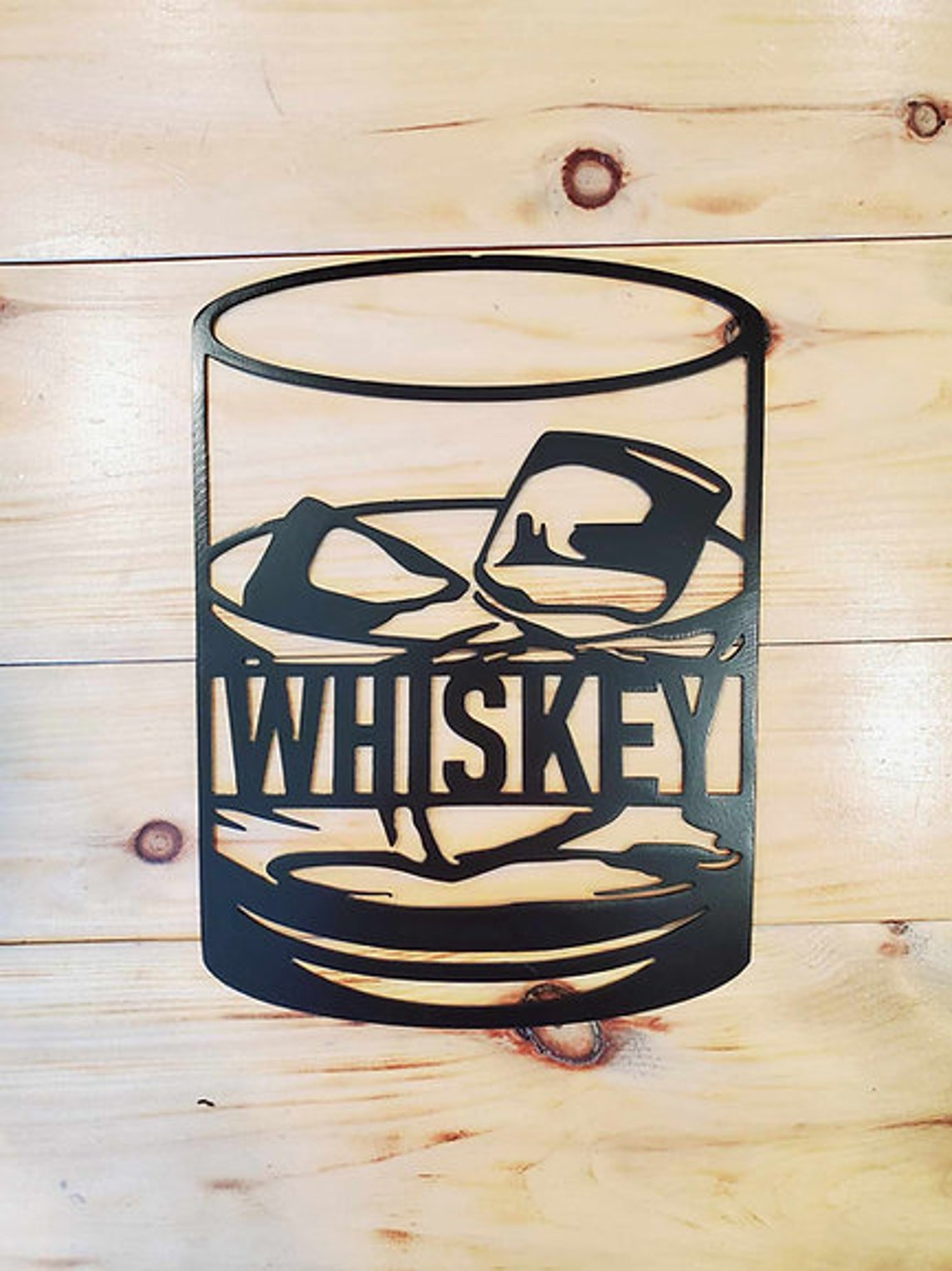 Bourbon / Whiskey Glass Metal Sign | Metal Wall Art | Man Cave Sign ...