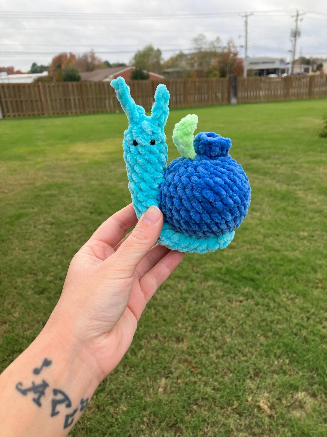 Bluebert the Blueberry Snail, Crochet Amigurumi Snail Plushie for Kids ...