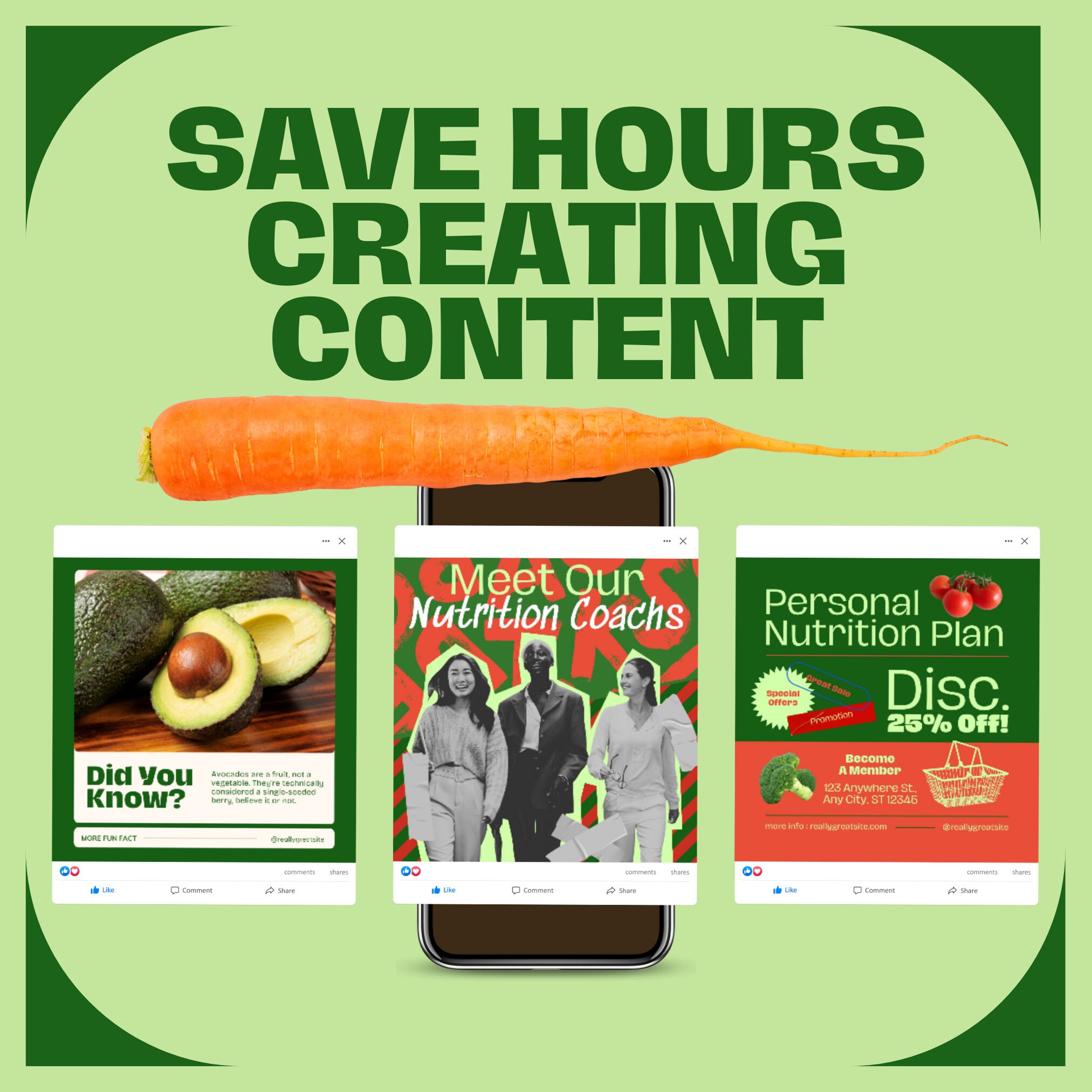 Bold Health & Nutrition Instagram Post Templates Health and Wellbeing ...