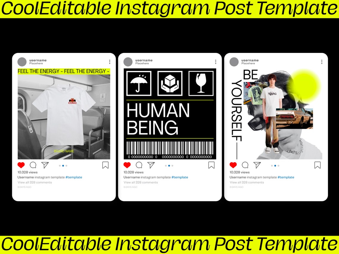 BOLD AESTHETIC COOL Instagram Post Template Canva Editable - Etsy