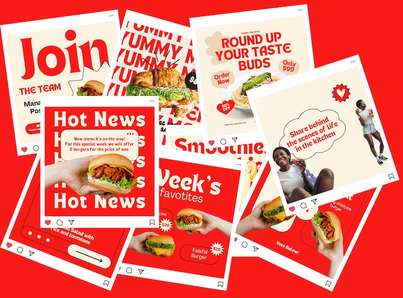 Restaurant Social Media Templates for Canva | Restaurant Instagram ...