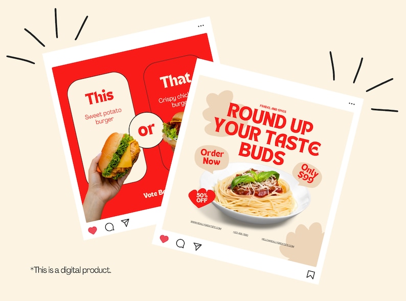 Restaurant Social Media Templates for Canva Restaurant Instagram ...
