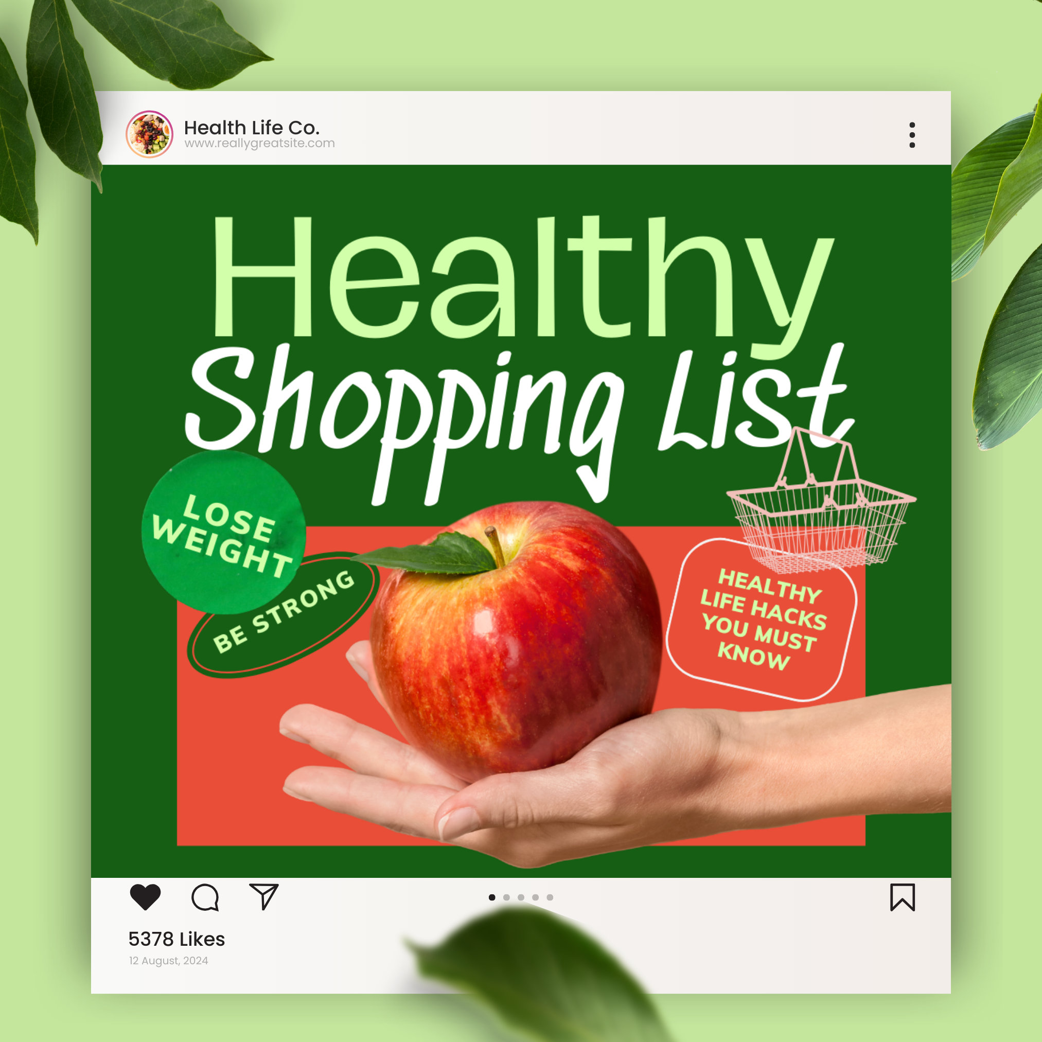 Bold Health & Nutrition Instagram Post Templates | Health and Wellbeing ...