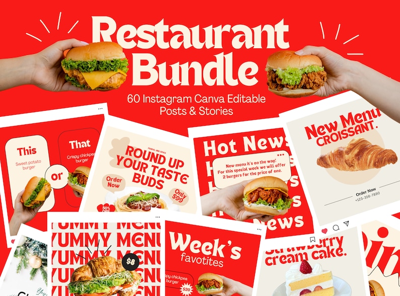 Restaurant Social Media Templates for Canva | Restaurant Instagram ...