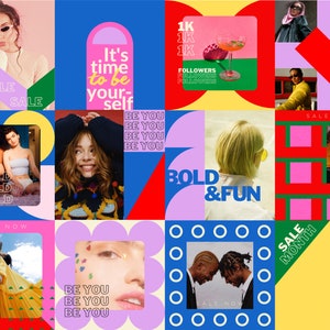 BOLD & FUN Instagram Post Templates for Canva | Colorful Social Media ...