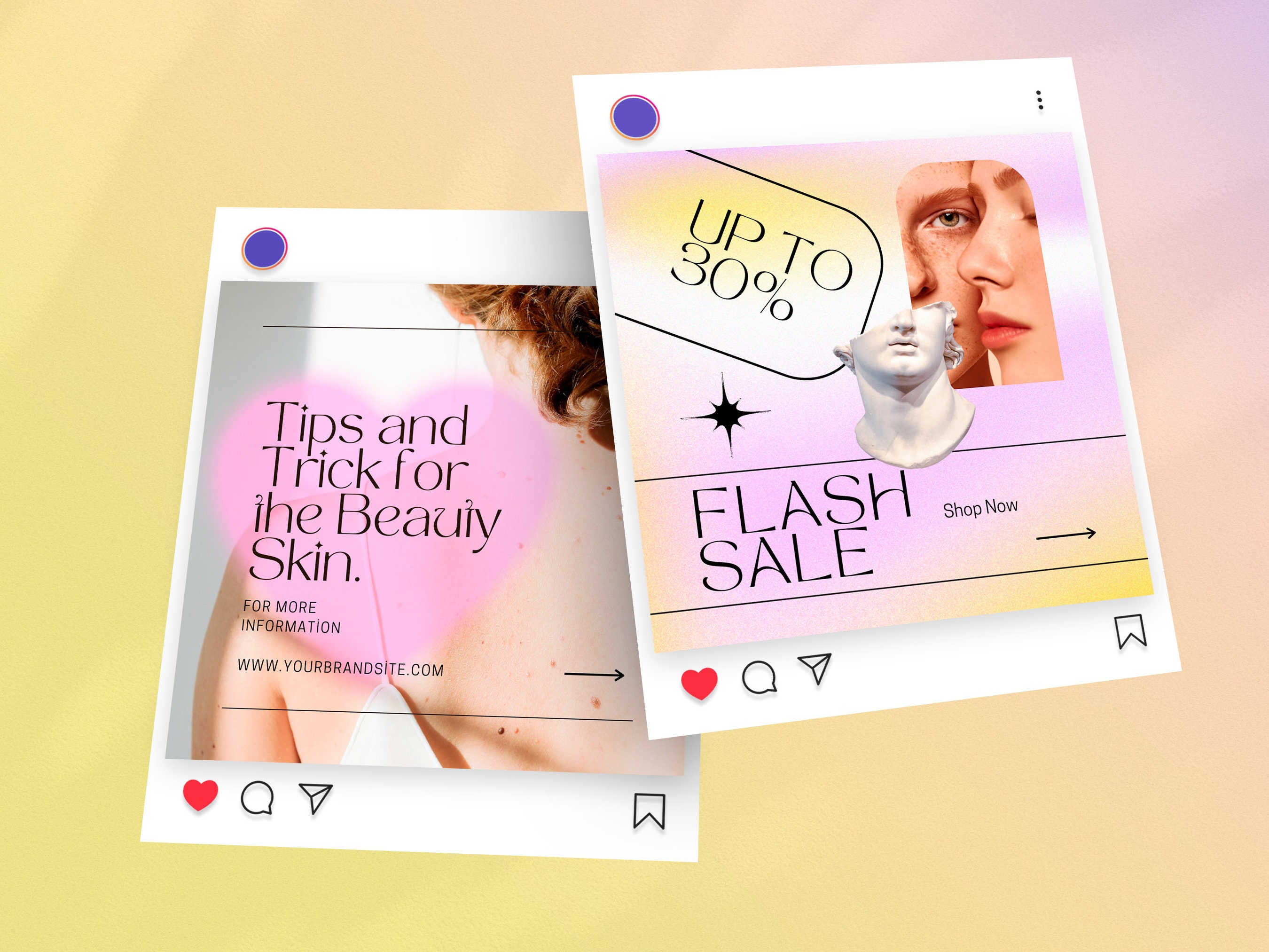 FRESH BOLD Instagram POST Templates for Canva, Bright Branding ...