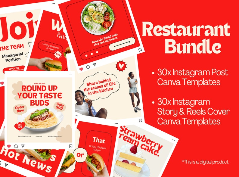 Restaurant Social Media Templates for Canva | Restaurant Instagram ...