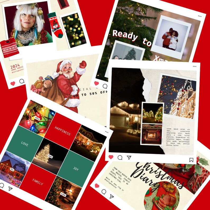 Christmas Instagram Post Templates: Holiday Social Media, Canva Designs ...