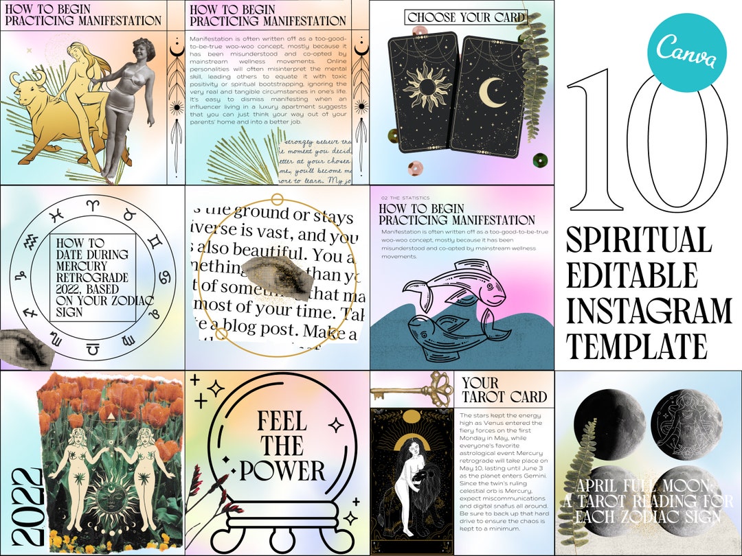 SPIRITUAL, FUN, ASTROLOGY Instagram Zodiac Diğital Templates, Bold ...