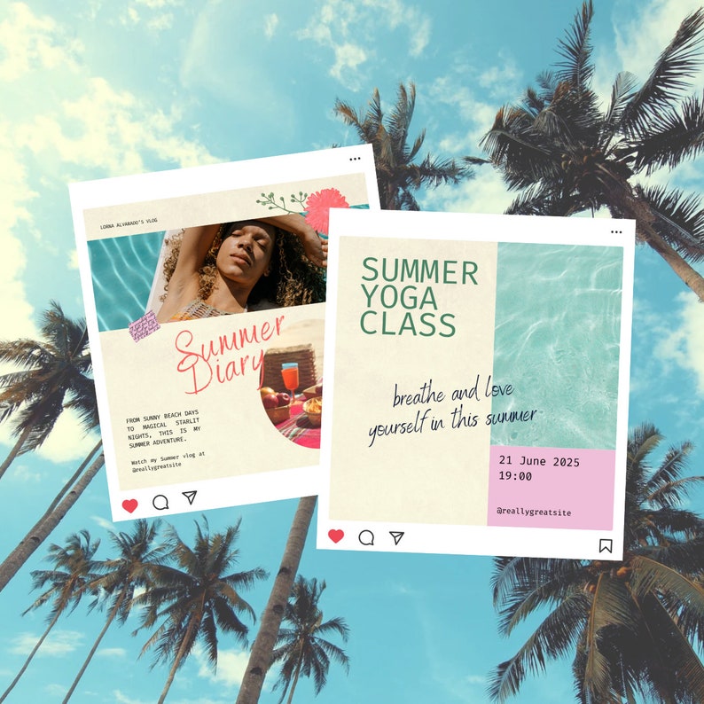 Summer Social Media Templates for Canva | Summer Instagram Templates ...
