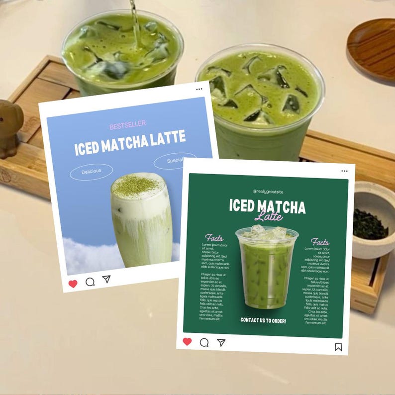 Matcha Instagram Post Templates: Bold Wellness & Nutrition Canva Kit ...