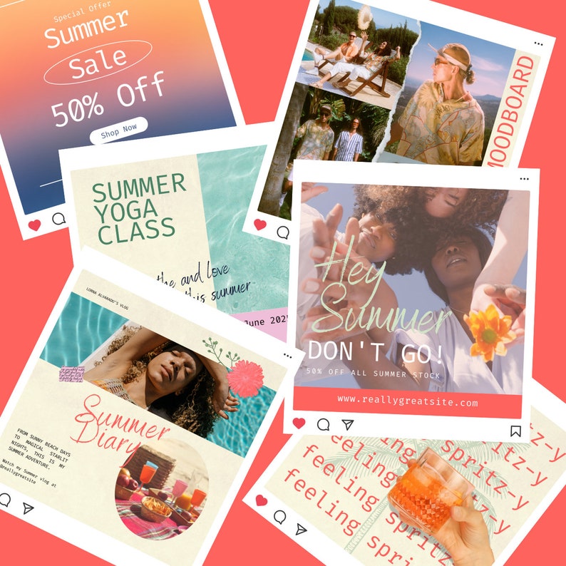 Summer Social Media Templates for Canva | Summer Instagram Templates ...