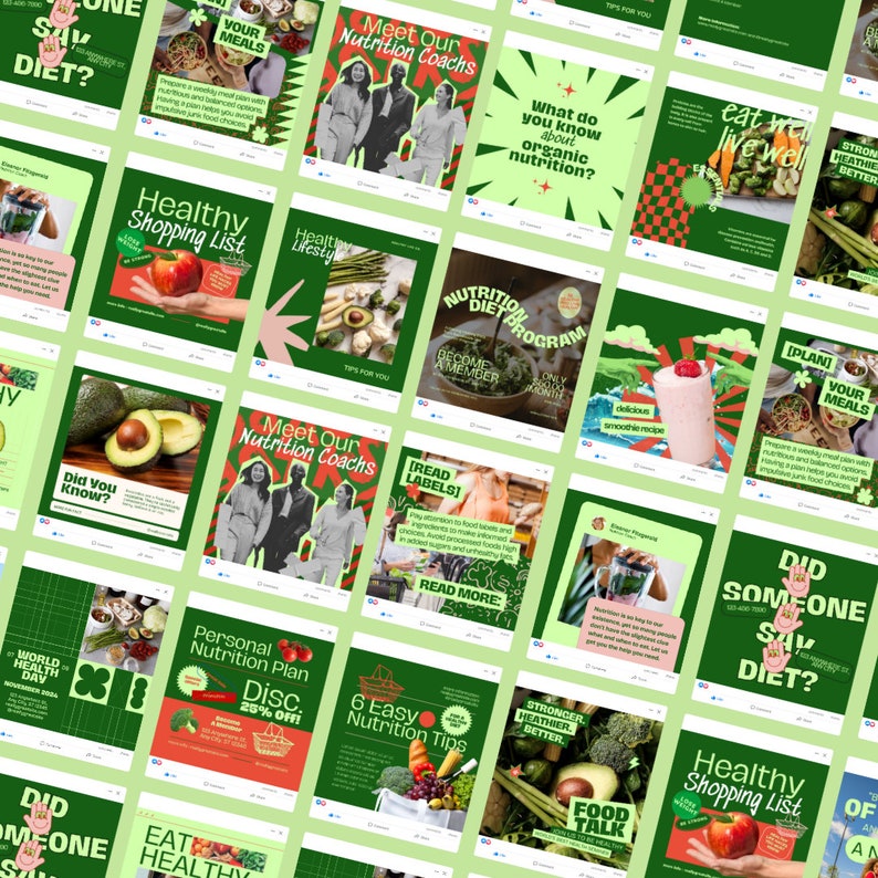 Bold Health & Nutrition Instagram Post Templates | Health and Wellbeing ...