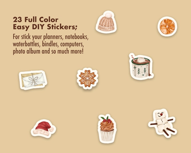 Winter Sticker Set Printable Sticker Sheet DIY Prints Cozy Christmas ...