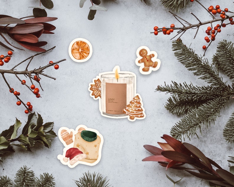 Winter Sticker Set Printable Sticker Sheet DIY Prints Cozy Christmas ...