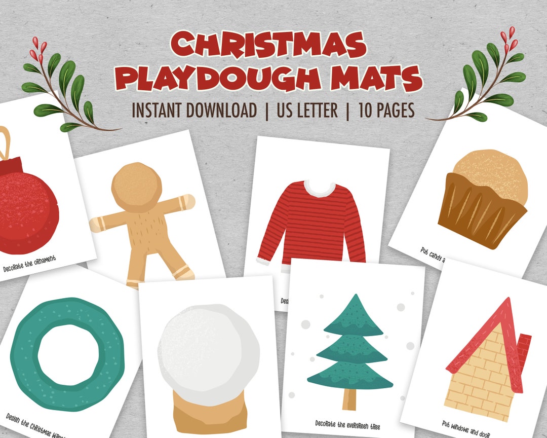 Christmas Play Dough Mats Printable Play Dough Activity - Etsy UK