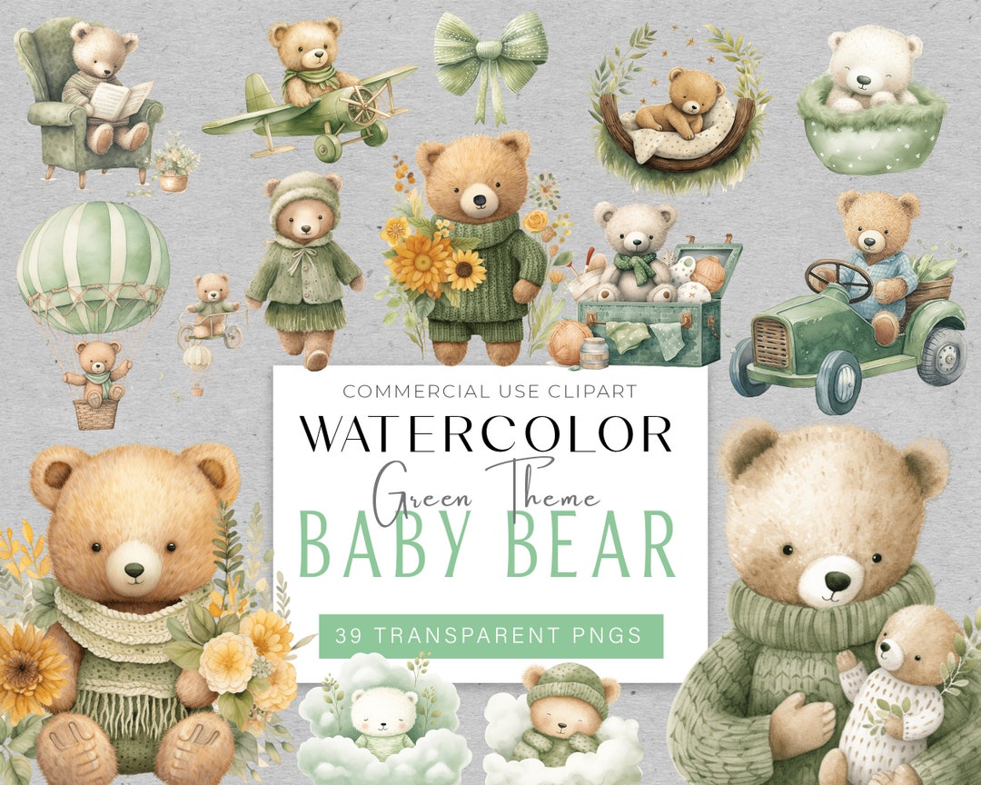 Adorable Baby Bear Watercolor Clip Art Set Perfect for Baby - Etsy