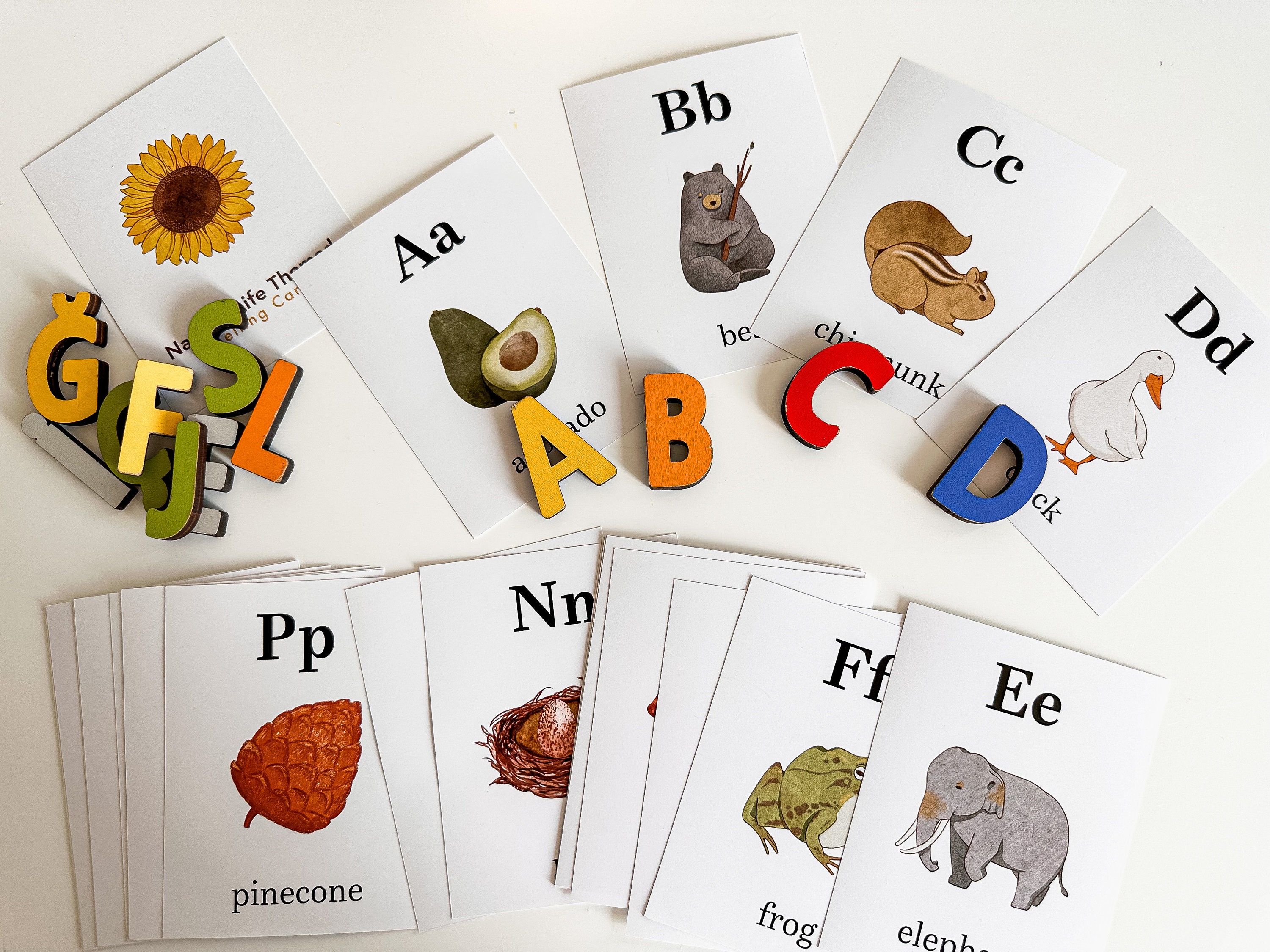 Natural Life Alphabet Cards Homeschool Printable ABC Wall Art Nursery ...